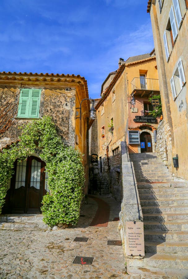 Old Town Eze Sur Mer in the French Riviera Stock Image - Image of ...
