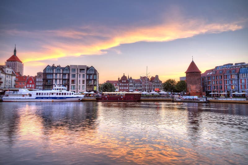 Old Town of Gdansk at Sunset Stock Photo - Image of building, city ...