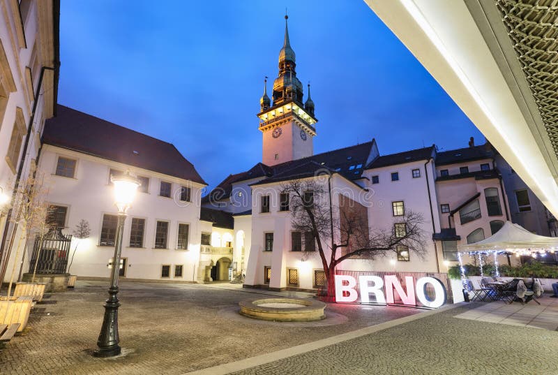 Old Town Hall in Brno at Night, Czech Republic Stock Image - Image of ...
