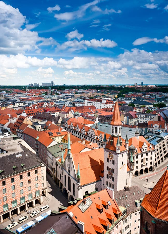Old Town Hall and Rooftops of Munich, Germany Stock Image - Image of ...