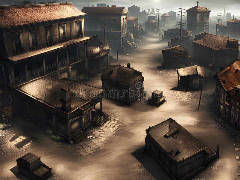 Old Town and Houses. 3d Render Stock Illustration - Illustration of ...