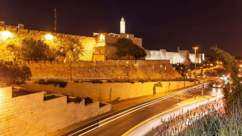 Old Town of Jerusalem at Night Editorial Photography - Image of road ...