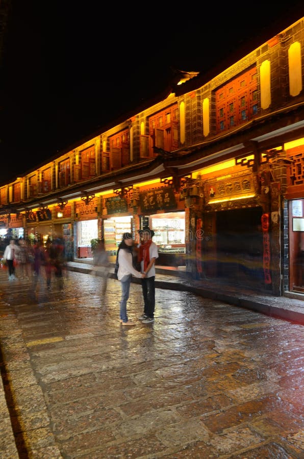 Old Town of Lijiang by Night Editorial Stock Image - Image of scenes ...