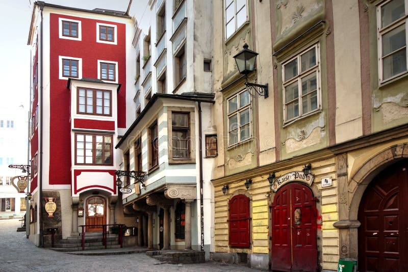 LINZ, AUSTRIA - 7 May, 2015 / Beautiful Garden in Old Town of Linz ...