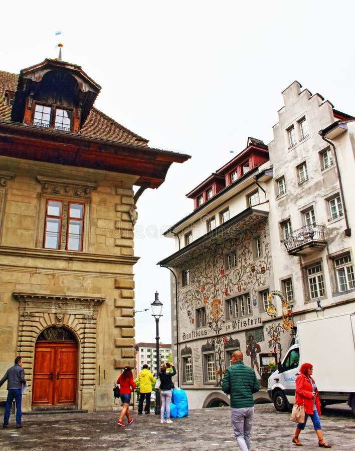 Old Town Lucerne Switzerland Editorial Stock Image - Image of luzern ...