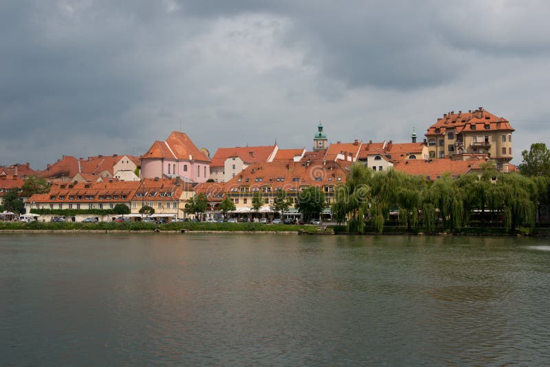 The old town of Maribor editorial photo. Image of riverbank - 46611476