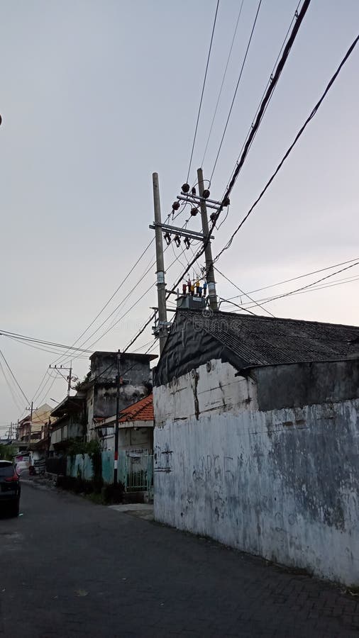 Old Town with Modified Electricity in Rural Area Stock Photo - Image of ...