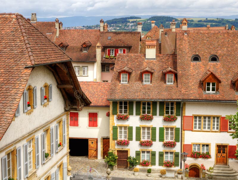 Old Town Murten, Switzerland Stock Image - Image of murten, ancient ...