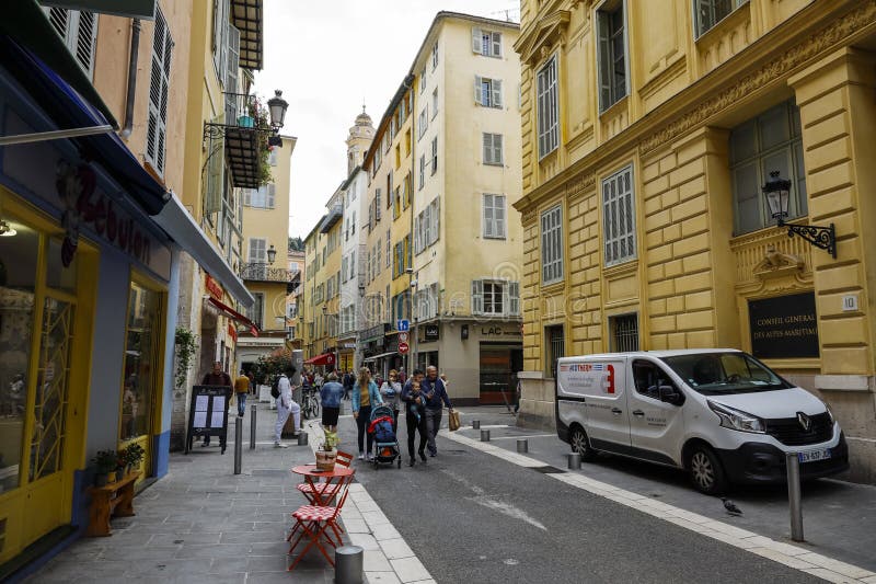 Old Town Narrow Street in Nice Editorial Photo - Image of travel ...