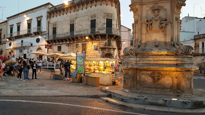 The Old Town of Ostuni, Italy, in the Night Editorial Image - Image of ...