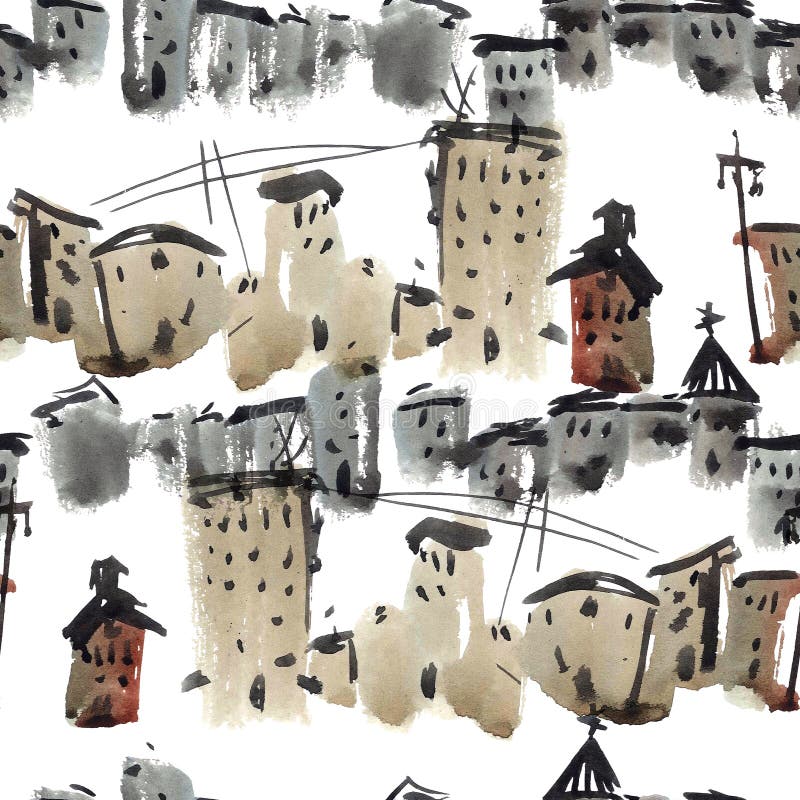 Old town pattern stock illustration. Illustration of drawn - 85904577