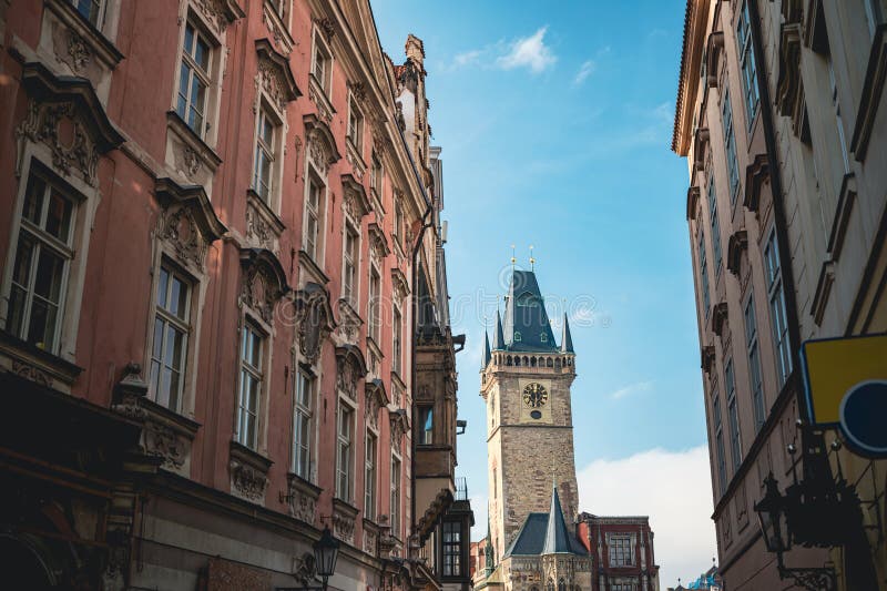 Old Town of Prague with Hall Tower Stock Image - Image of tourism ...