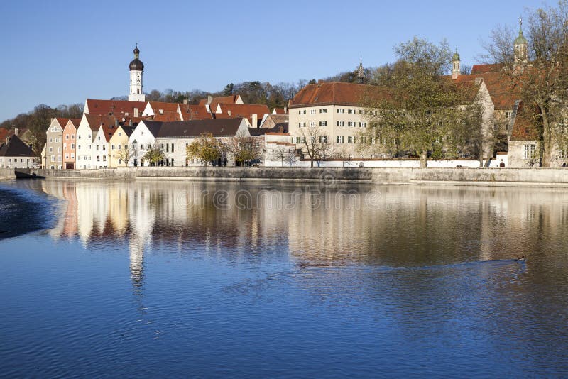 Old Town and Promenade at Landsberg Stock Image - Image of city ...