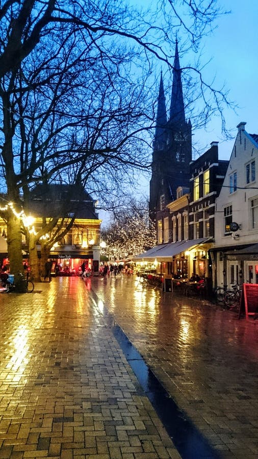 City of Delft in the rain. editorial photography. Image of vermeer ...
