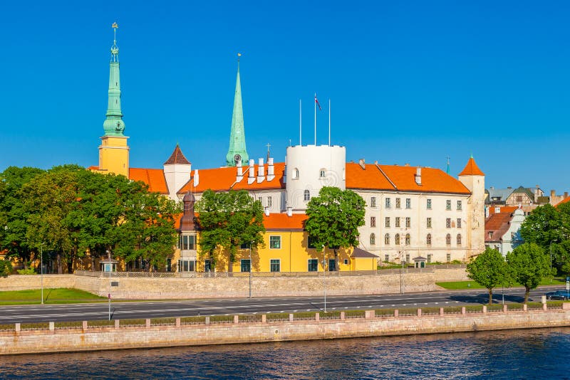 Old Town of Riga, Riga Castle and Daugava River in Summer Riga Stock ...