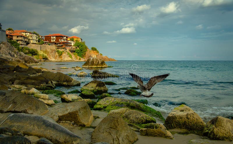 Old town on a rock cliff stock photo. Image of nature - 89499742