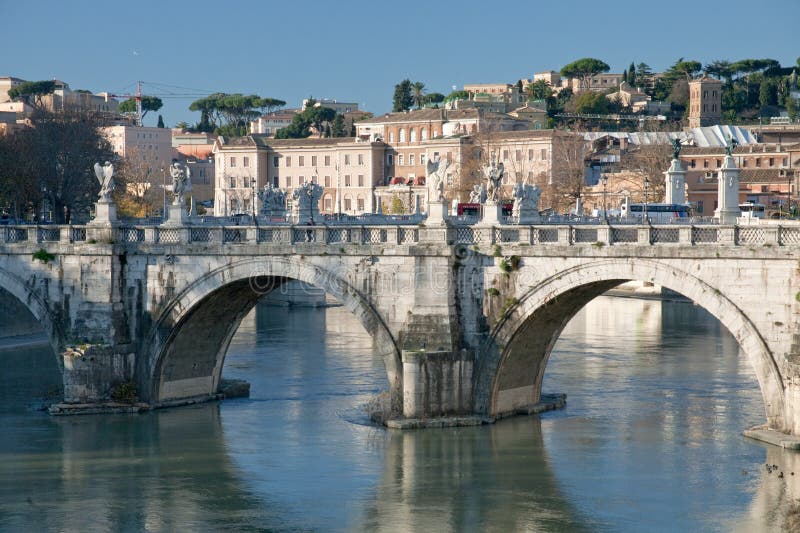 Old Town (Rome) through Bridge on Tiber Stock Photo - Image of winter ...