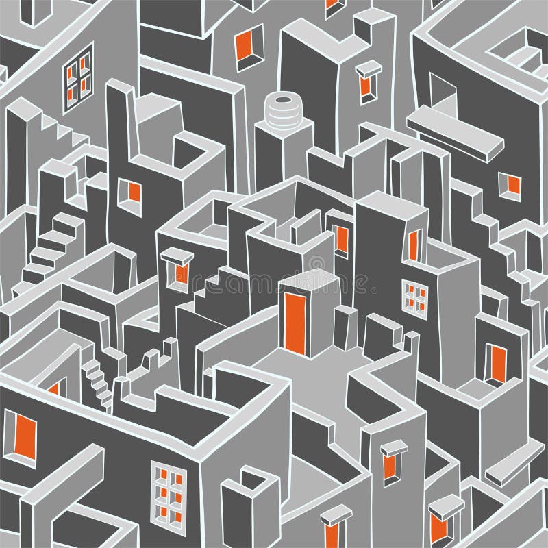 Old town seamless pattern stock vector. Illustration of monochrome ...