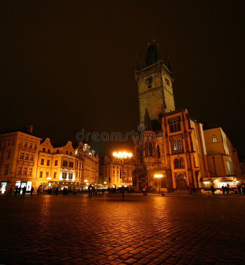 Old Town Square by night stock photo. Image of building - 498144