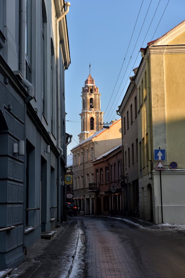 Old Town street in Vilnius editorial image. Image of dirty - 69712265