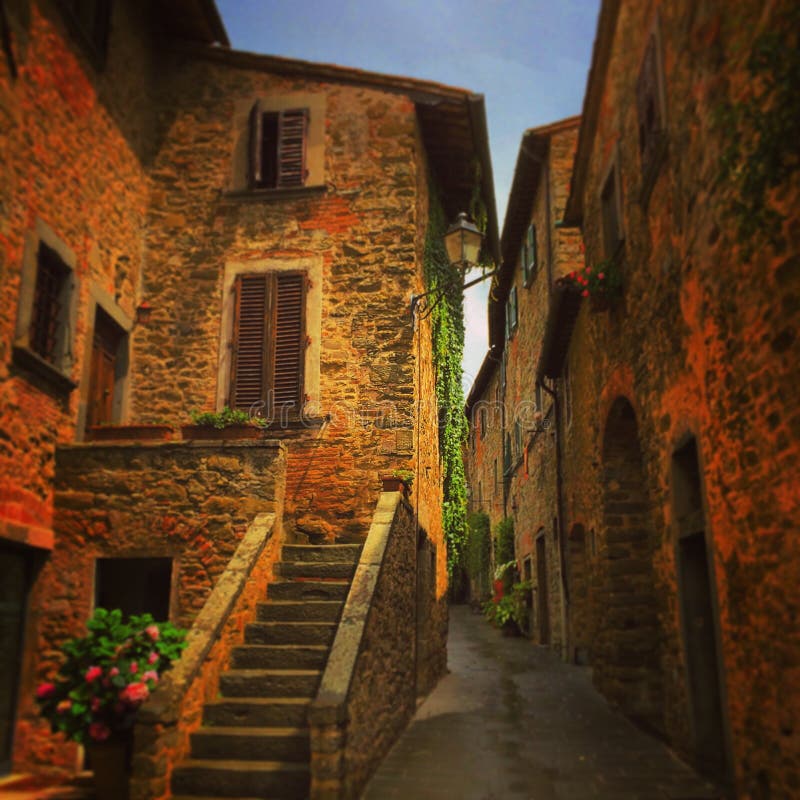 Old town in Tuscany stock image. Image of stone, tuscany - 49877435