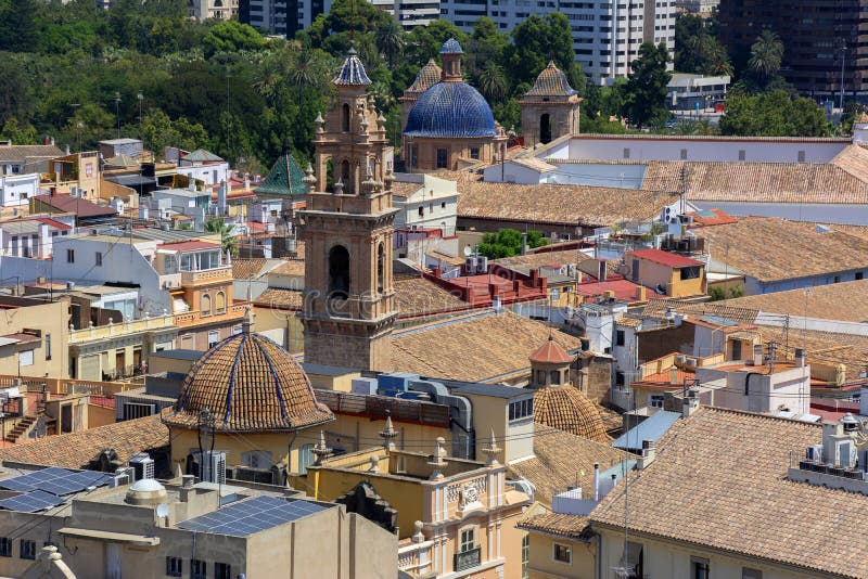 Old Town in Valencia from Above Stock Photo - Image of historical ...