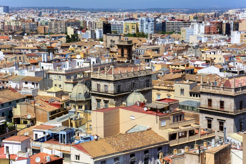 Old Town in Valencia from Above Editorial Stock Image - Image of center ...