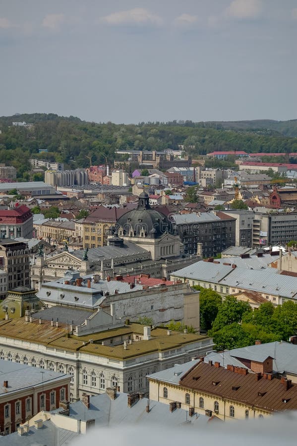 Old Town View from the Hill Stock Photo - Image of rooftop, people ...