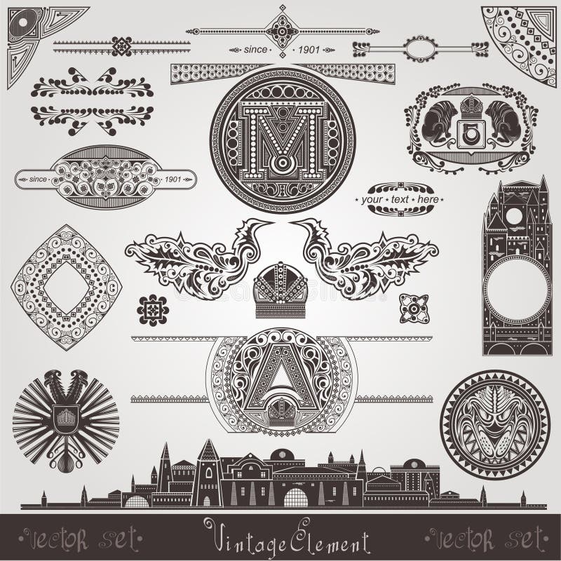 Old Town Vintage Element Old Book Objects Set Stock Vector ...