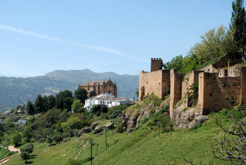 Old Town Wall and Church, Ronda, Spain. Stock Photo - Image of ...