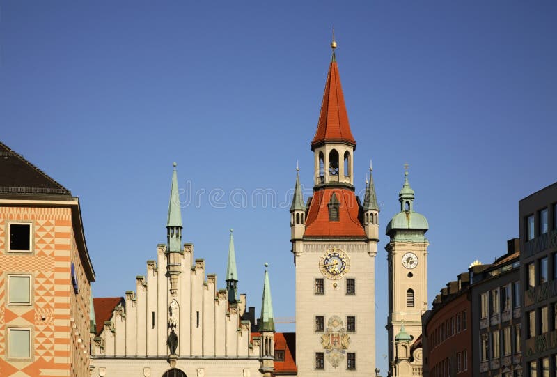 Townhouse in Munich. Bavaria Stock Photo - Image of city, clock: 55233056