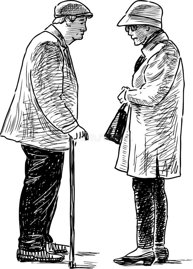 The Old Townspeople Talking Stock Vector - Illustration of casual ...