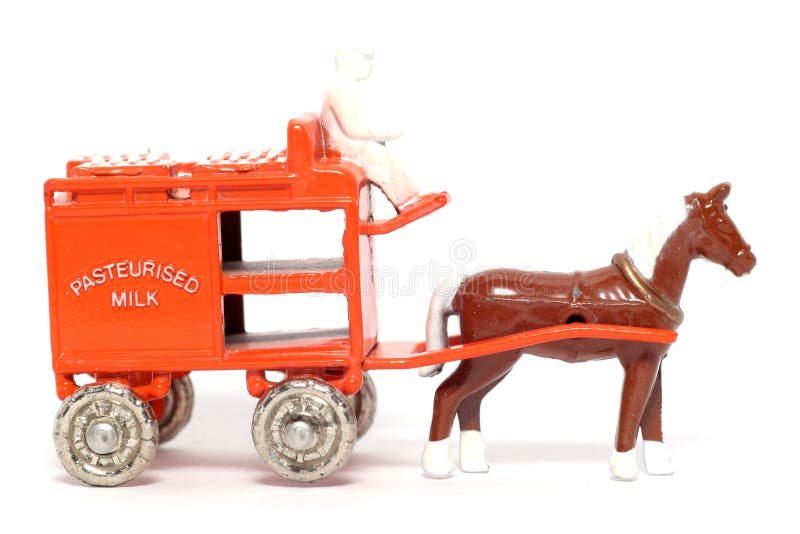 Old Toy Car Horse Drawn Milk Float Stock Photo - Image of collecting ...