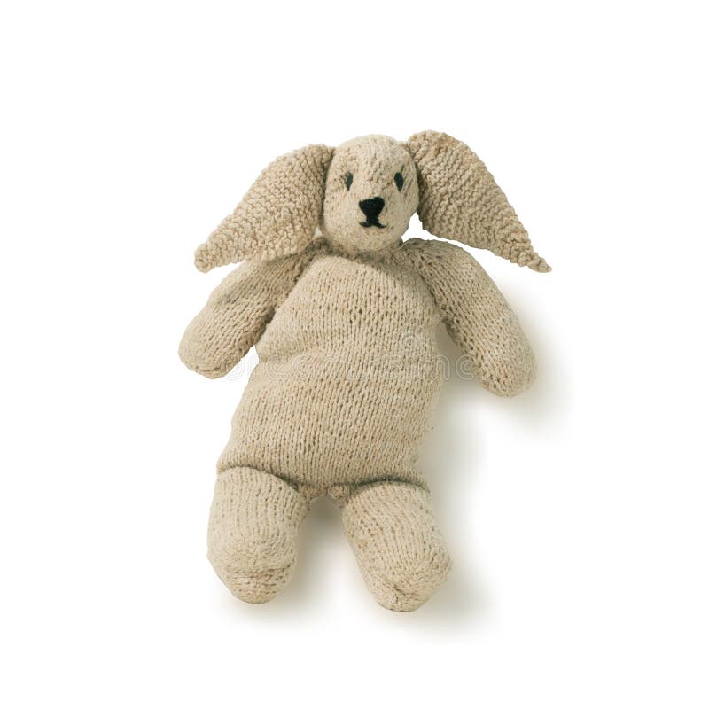Old Toy Rabbit Knitted Isolated Stock Image - Image of cute, nostalgia ...