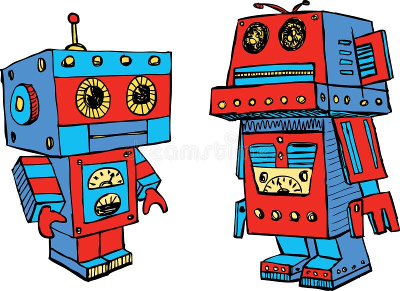 The old toy robots stock vector. Illustration of humanoid - 113730139