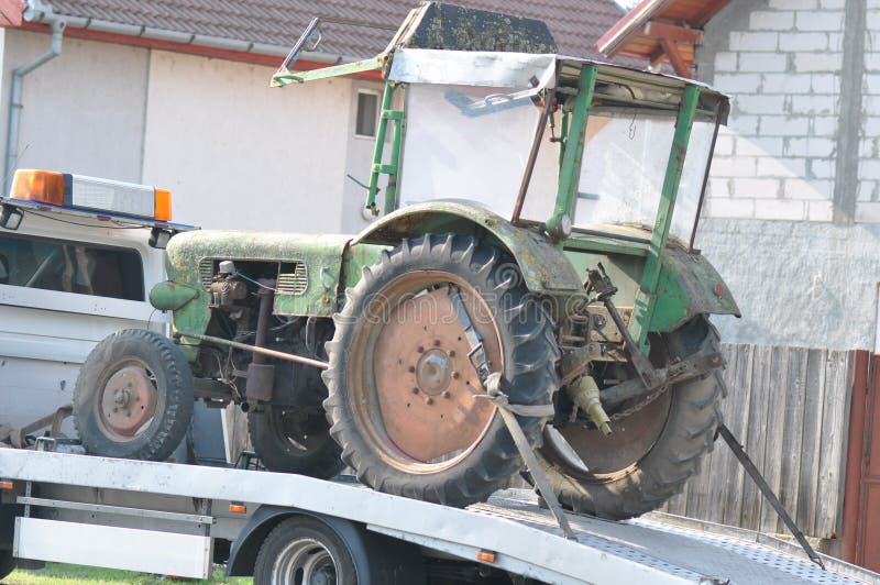 Old tractor transportation stock photo. Image of heavy - 118528266