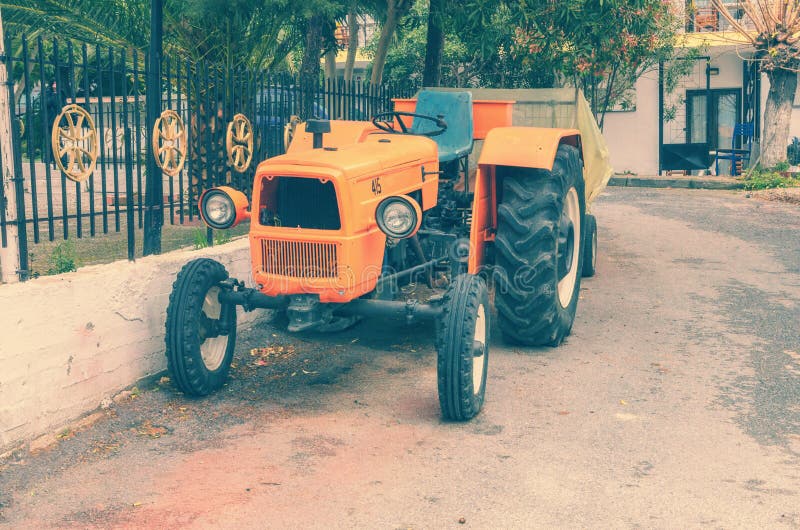 Old Tractor in Color of Orange Editorial Photo - Image of machine ...
