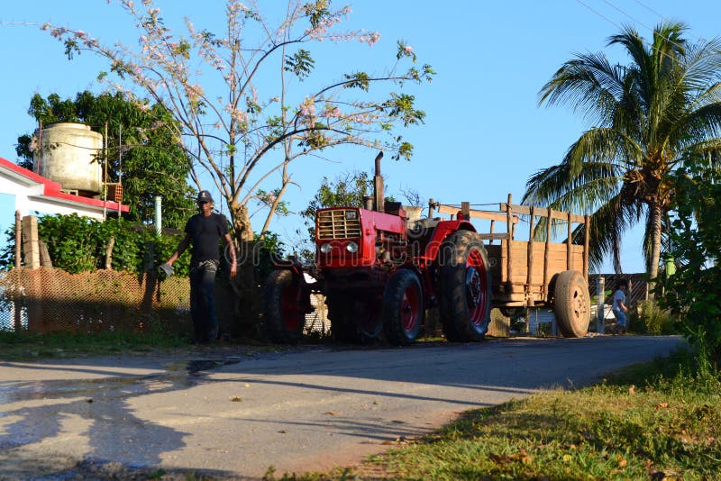 Old Tractor of a Farmer in the Streets of Vinales, Cuba Editorial Stock ...