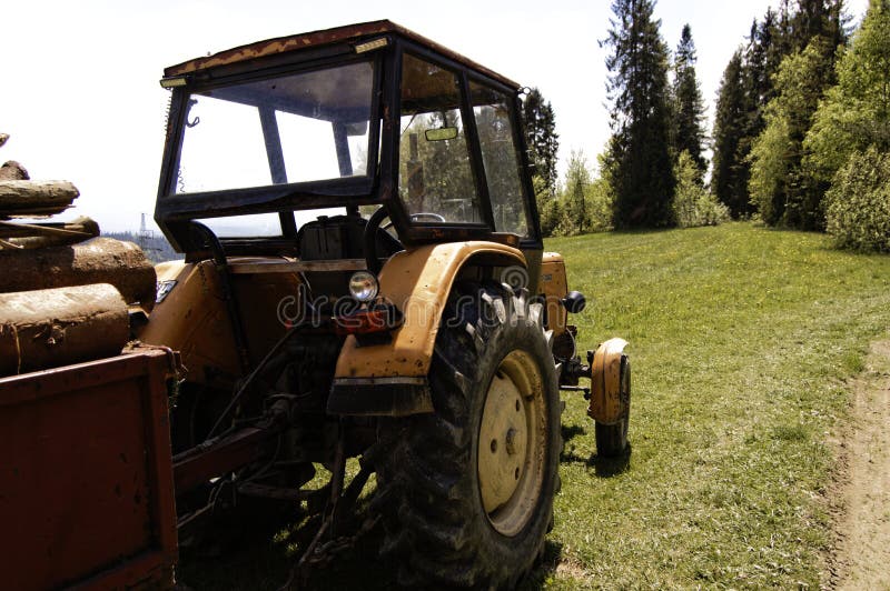 Old Tractor in the Mountain Stock Image - Image of outdoor, countryside ...