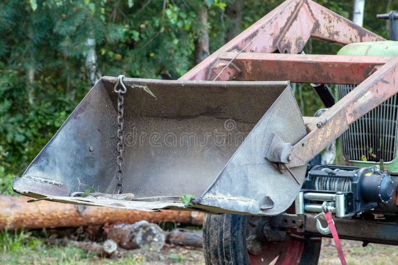 Old Tractor Loader. Front View of Rusty Loader Stock Image - Image of ...