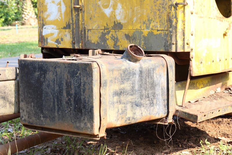 An Old Tractor Oil Tank Left in the Farm. Stock Photo - Image of tank ...