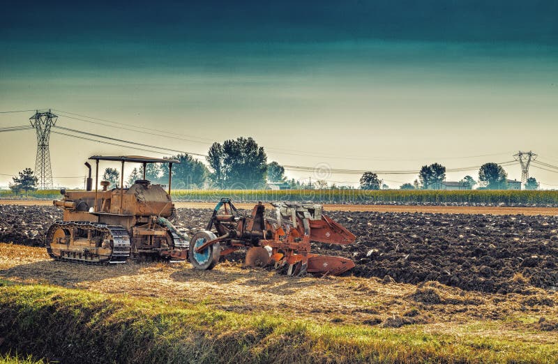 Old Tractor Plowing a Field Stock Photo - Image of countryside ... Old Tractor Plowing a Field Stock Photo - Image of countryside ...