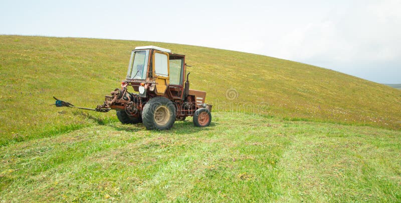 Old Tractor Standing in a Field Stock Image - Image of agriculture ...