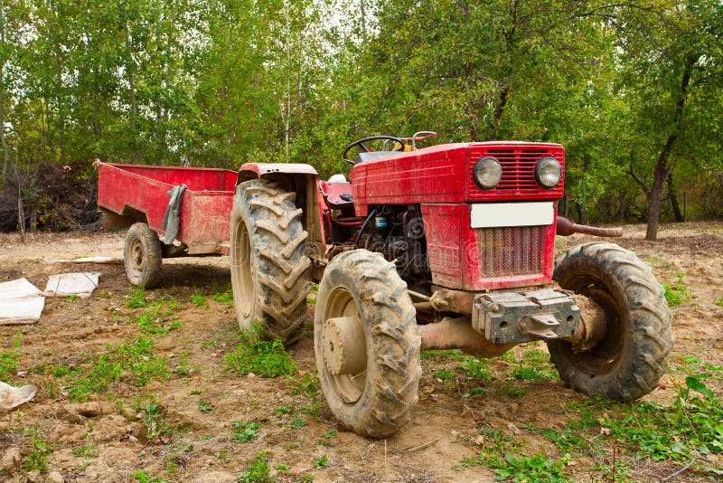 Old tractor with trailer stock image. Image of heavy - 17265437