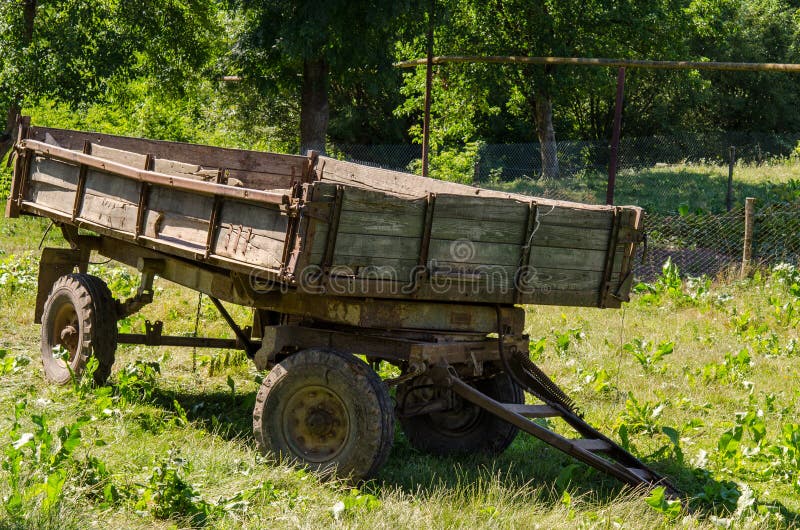 Old tractor trailer stock photo. Image of village, outdated - 98628816