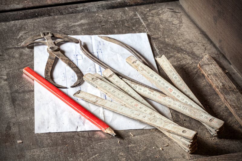 Old Traditional Carpenter Tools. Stock Image - Image of equipment ...