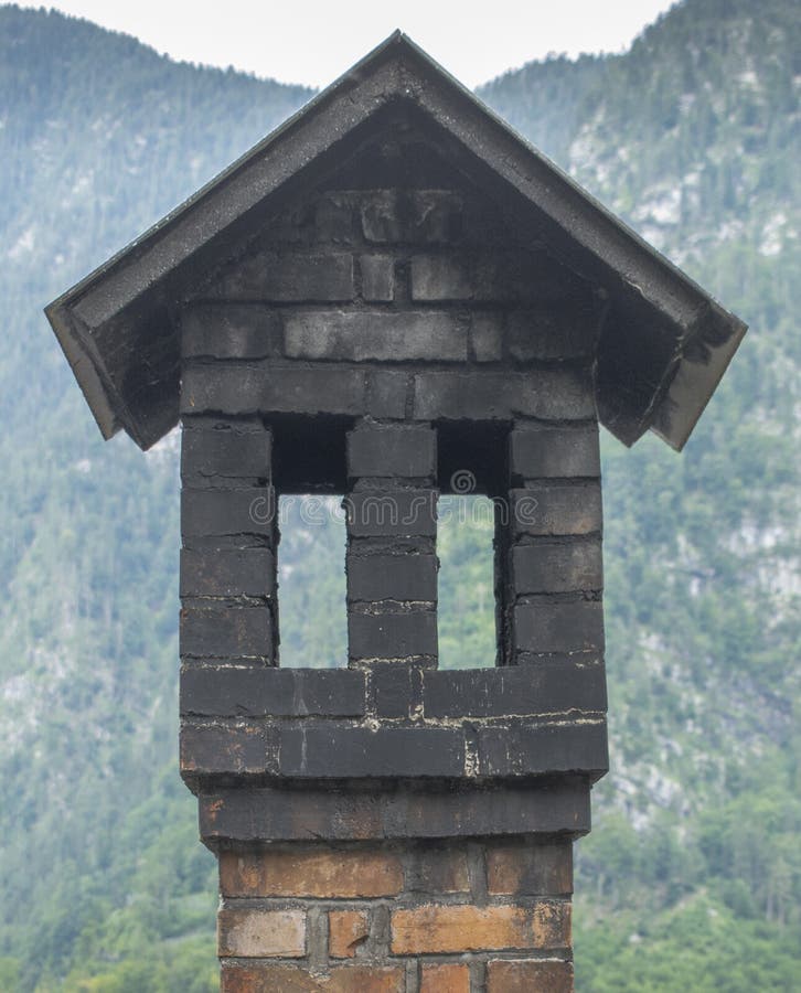 Old Traditional Chimney in the Shape of a Small House with Roof and ...