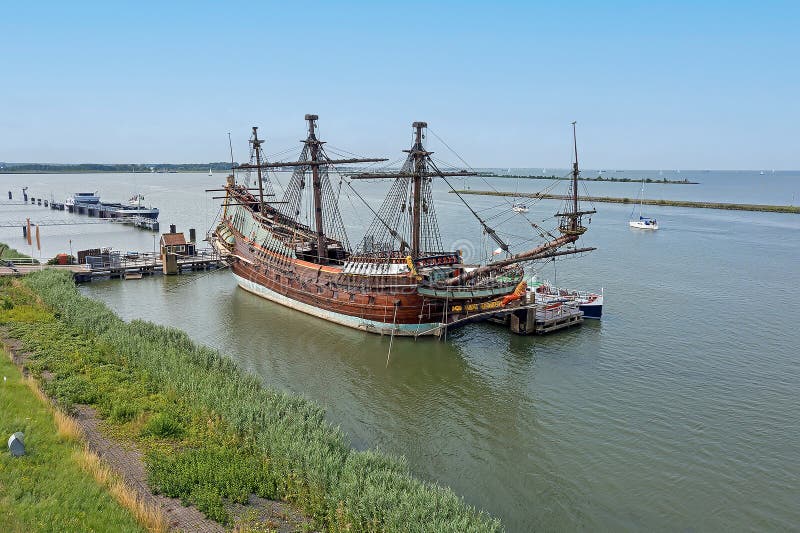 Old Traditional Sailing Ship in the Harbor from Lelystad in the ...