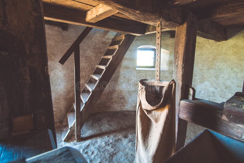 Old Traditional Windmill Interior Stock Image - Image of milling, stone ...