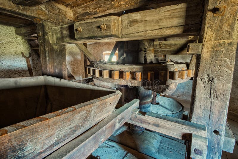 Old Traditional Windmill Interior Stock Image - Image of mill, grain ...